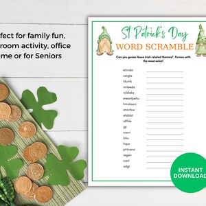 St Patricks Word Scramble Printable Game, St Patricks Games for Kids ...