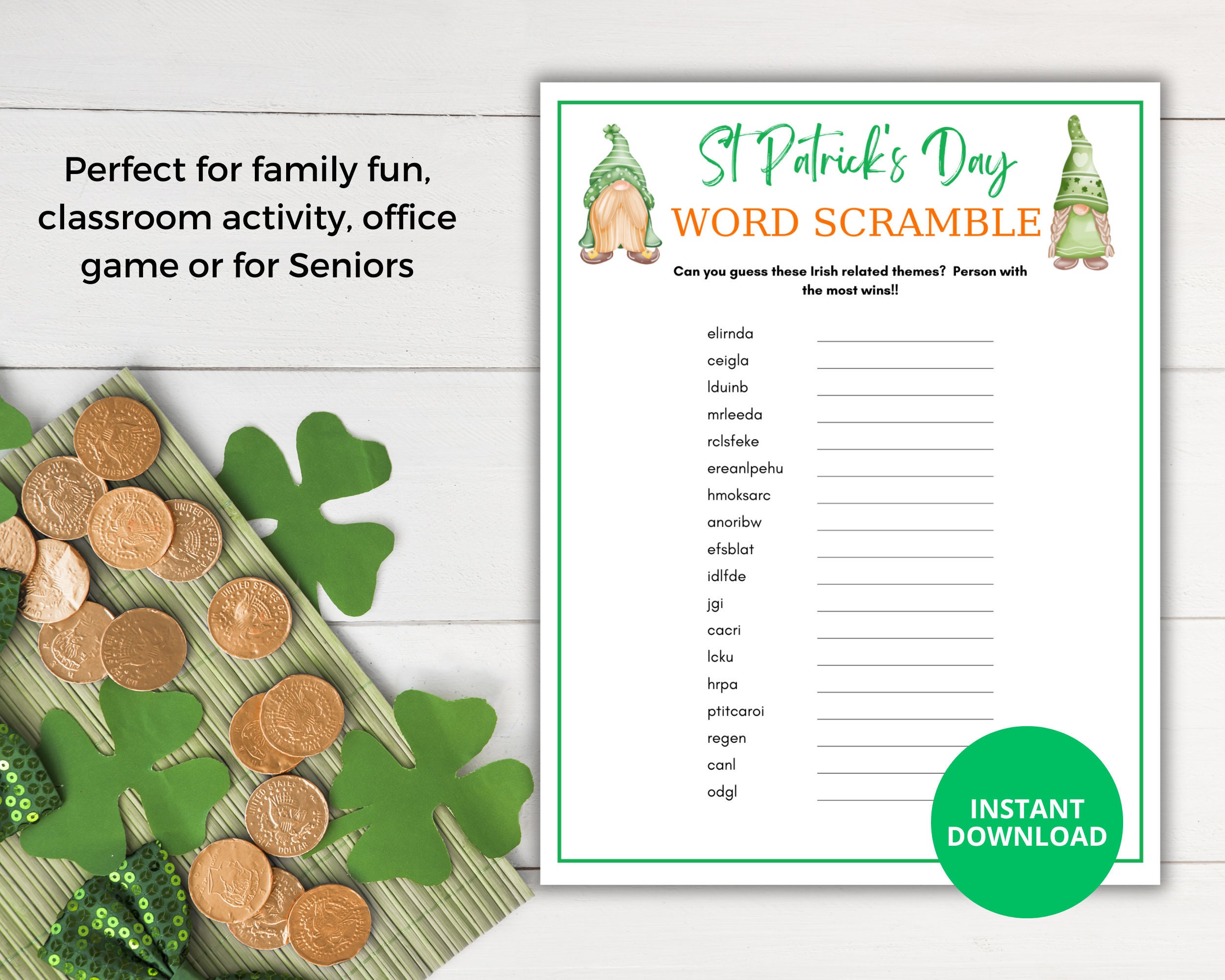 St Patricks Word Scramble Printable Game, St Patricks Games for Kids ...