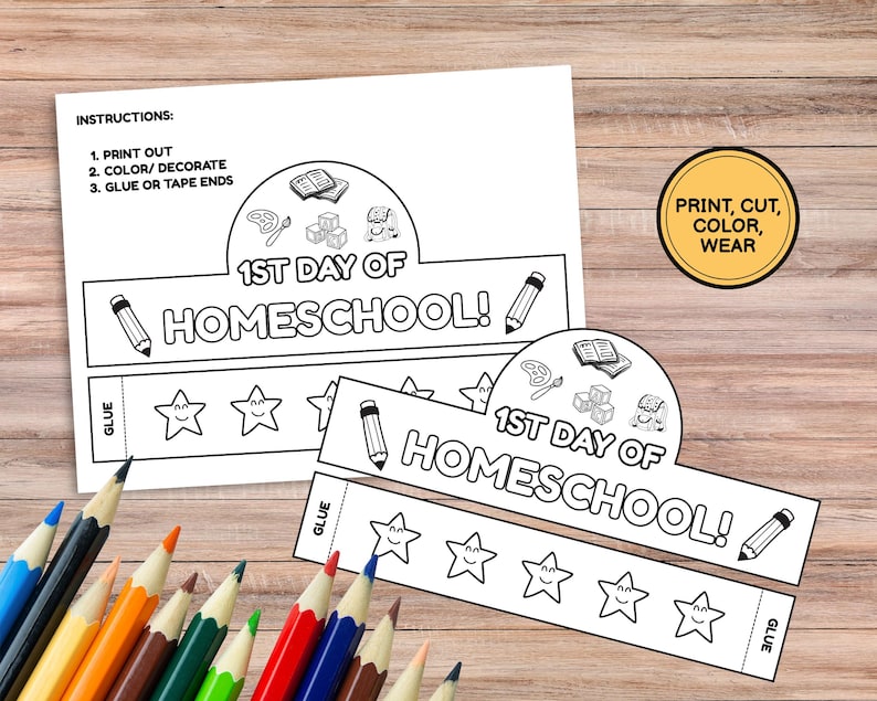 First Day of Homeschool Paper Crown Printable | DIY Back to School ...