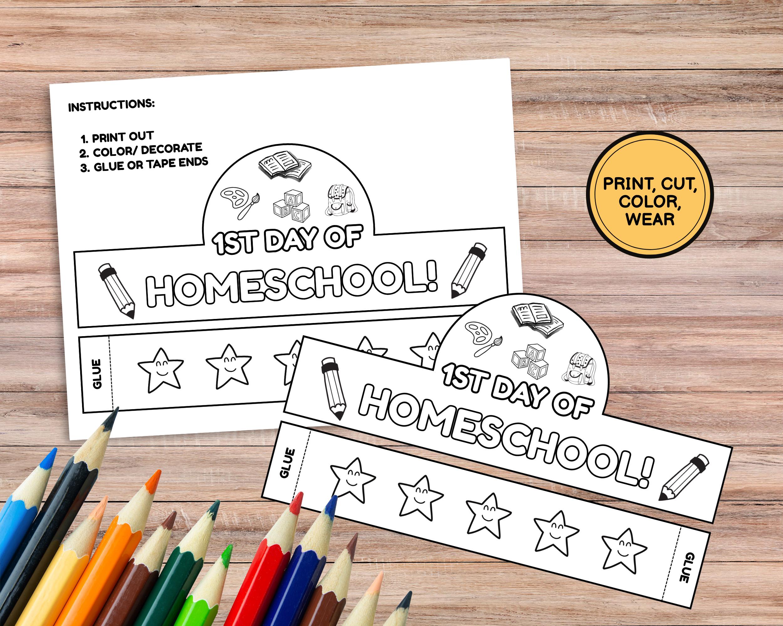 First Day of Homeschool Paper Crown Printable | DIY Back to School ...