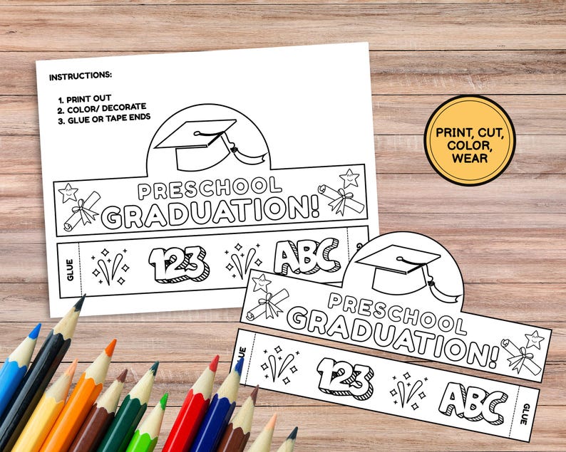 Preschool Graduation Paper Crown Printable | DIY Last Day of School ...