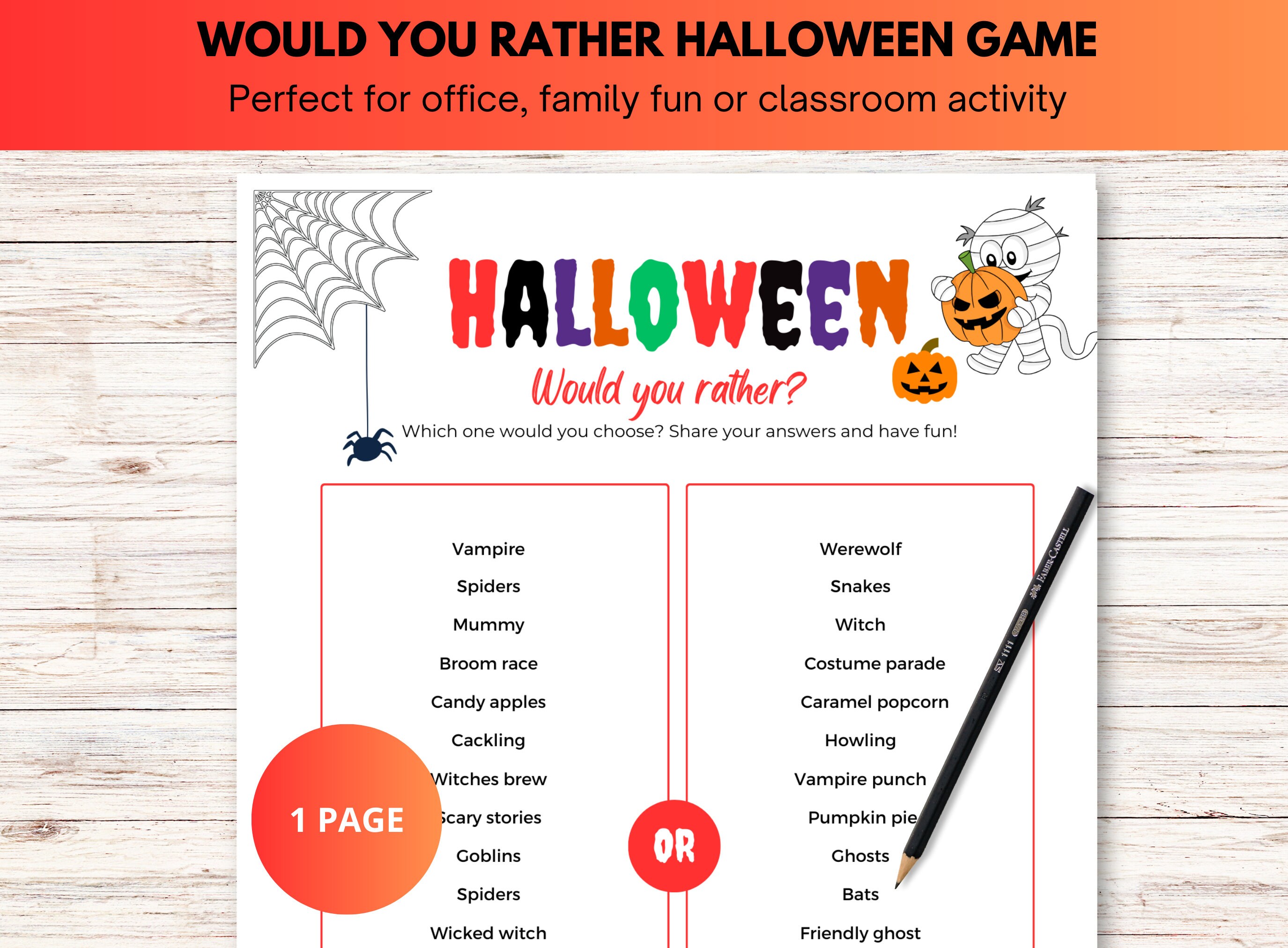 Halloween Printable Would You Rather, Halloween Trivia Game, Halloween ...