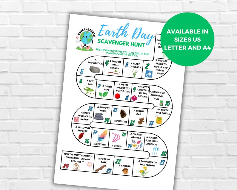 Earth Day Scavenger Hunt Printable | Playground Treasure Hunt | Kids ...