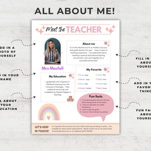 Meet the Teacher Template, All About Me Brochure, Boho Classroom Decor ...