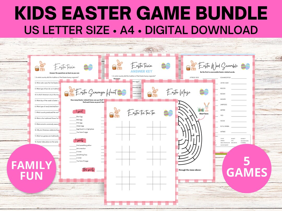 Easter Games Printable Bundle Pack for Family Fun, Easter Printable ...