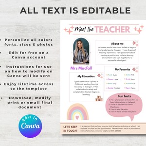 Meet the Teacher Template, All About Me Brochure, Boho Classroom Decor ...