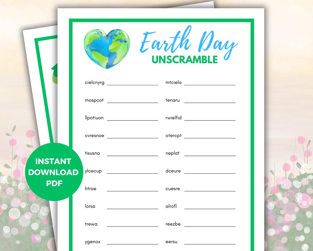 Earth Day Word Scramble Printable Game | Earth Day Kids | Printable ...