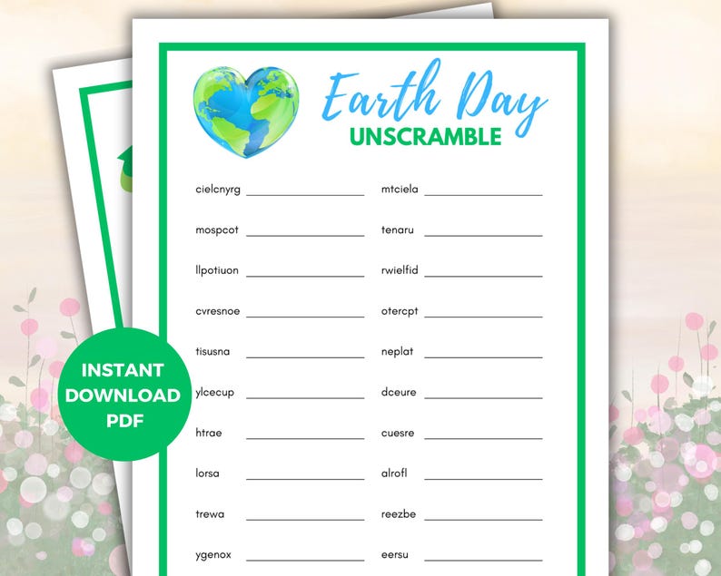 Earth Day Word Scramble Printable Game | Earth Day Kids | Printable ...