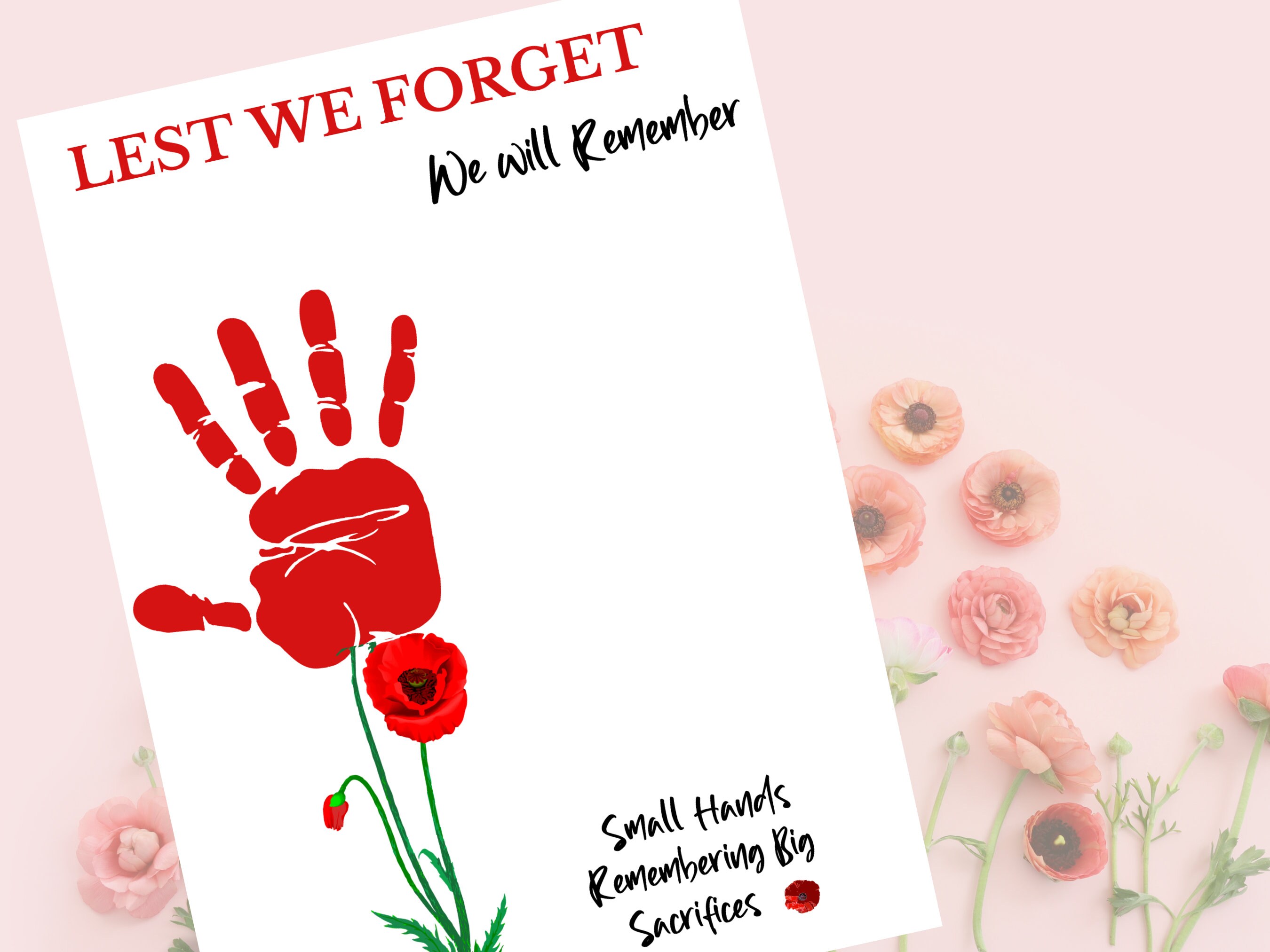 Lest We Forget Handprint Craft for Preschool and Daycare, Veterans Day ...