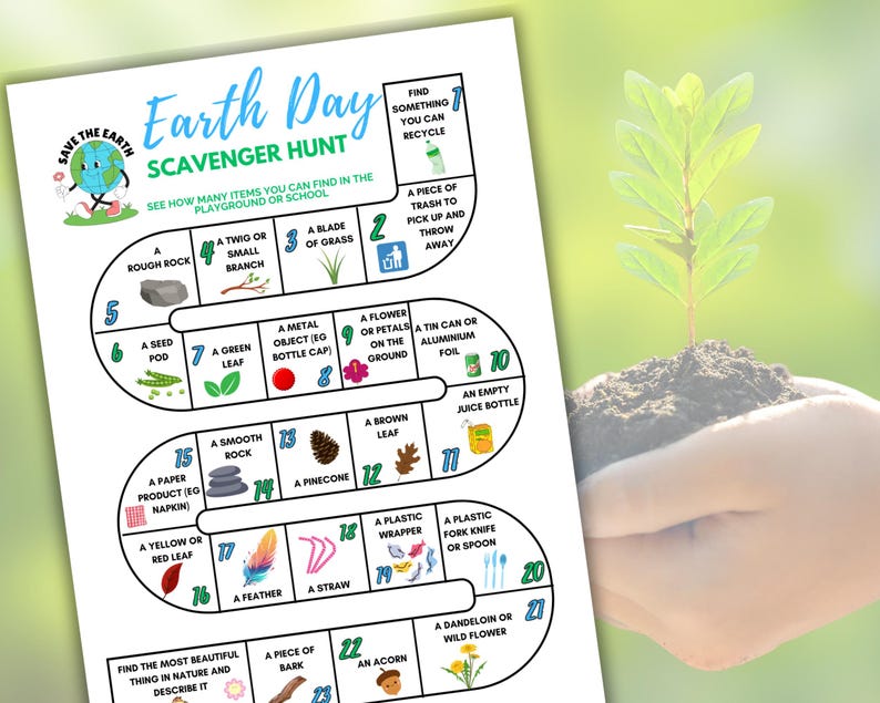 Earth Day Scavenger Hunt Printable | Playground Treasure Hunt | Kids ...