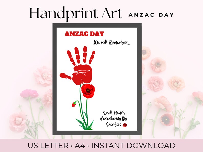 ANZAC Day Handprint Craft for Preschool and Daycare, Lest We Forget ...