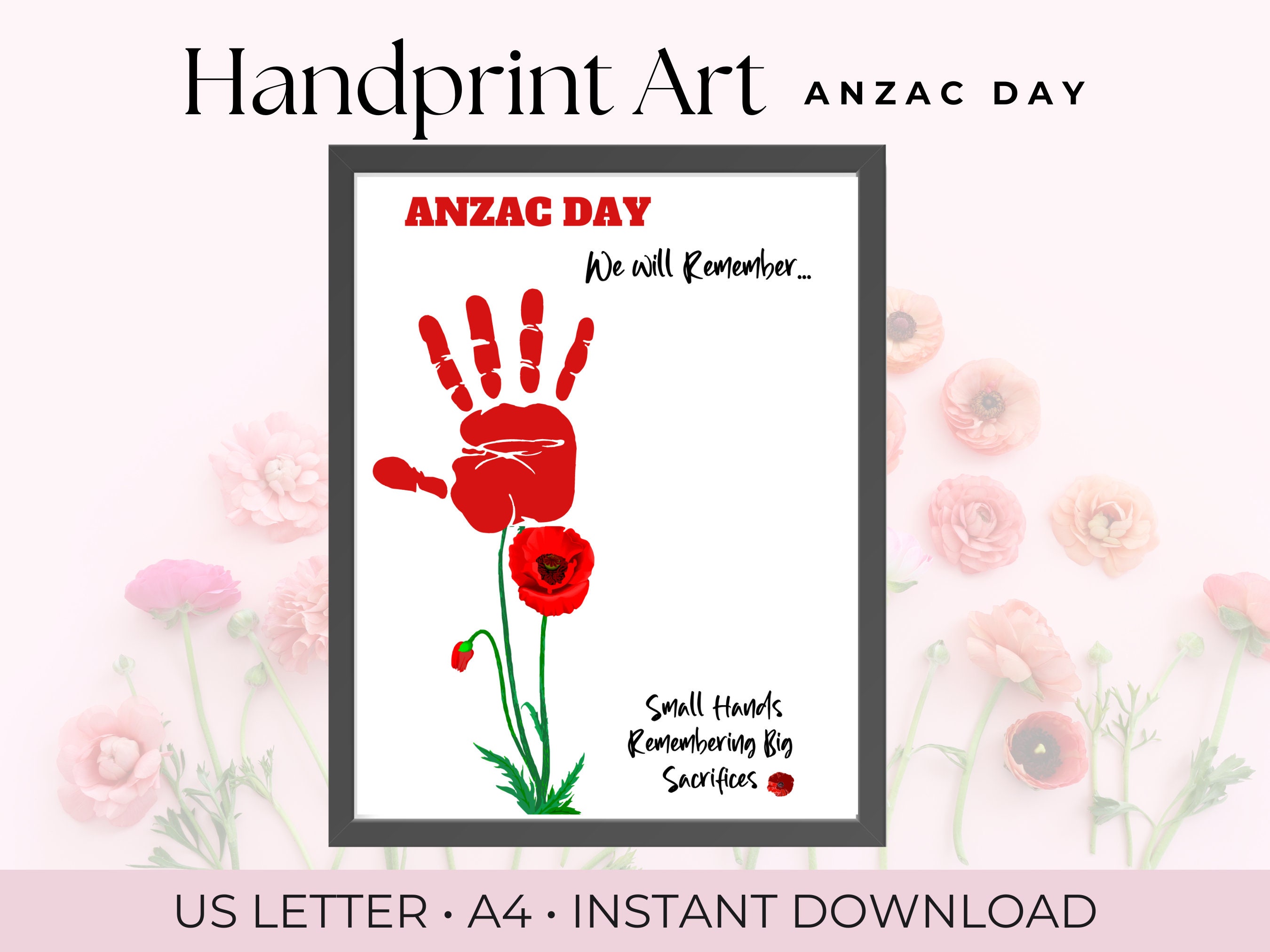 ANZAC Day Handprint Craft for Preschool and Daycare, Lest We Forget ...