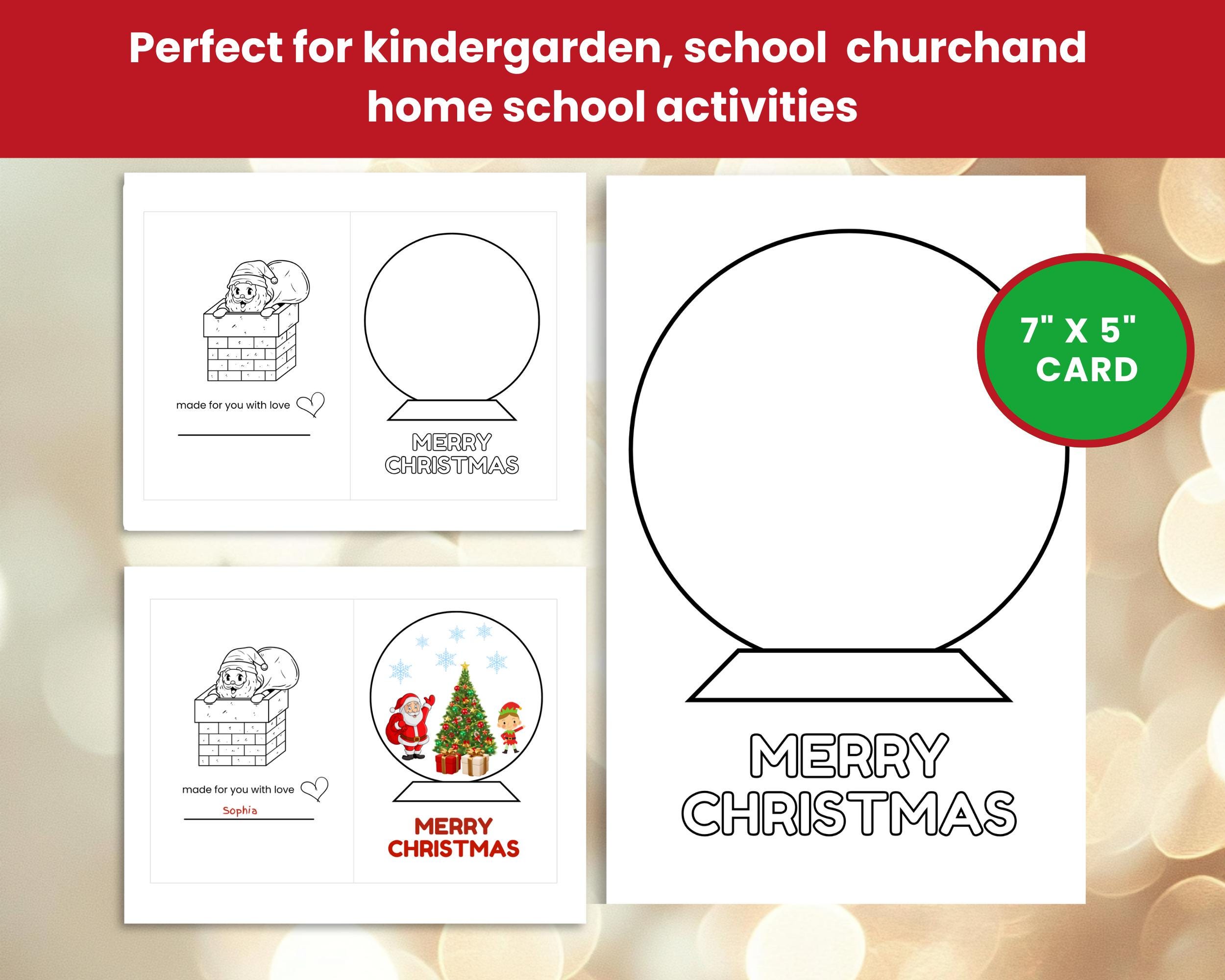 Snowglobe Christmas Coloring Cards for Kids, Build Your Own Snowglobe ...