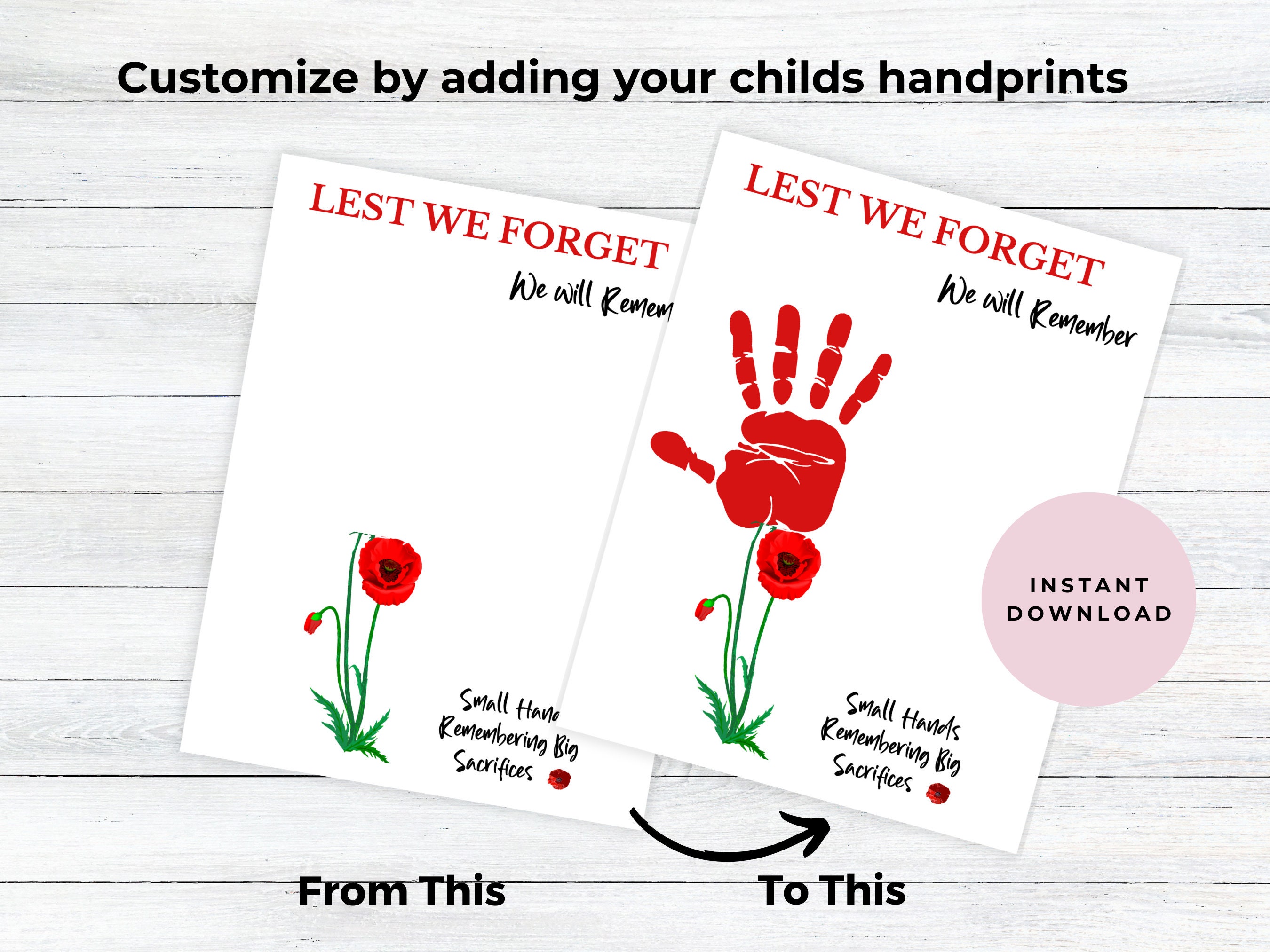 Lest We Forget Handprint Craft for Preschool and Daycare, Veterans Day ...