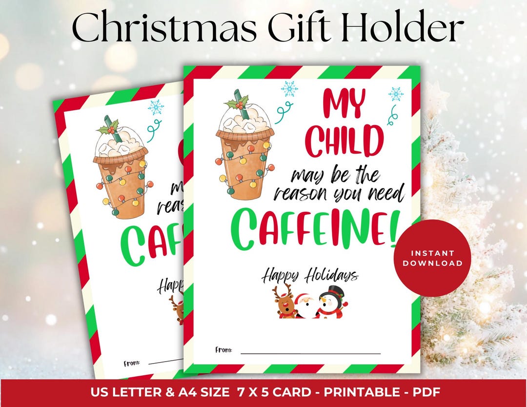 Printable Christmas Coffee Gift Card Holder for Teacher Appreciation ...