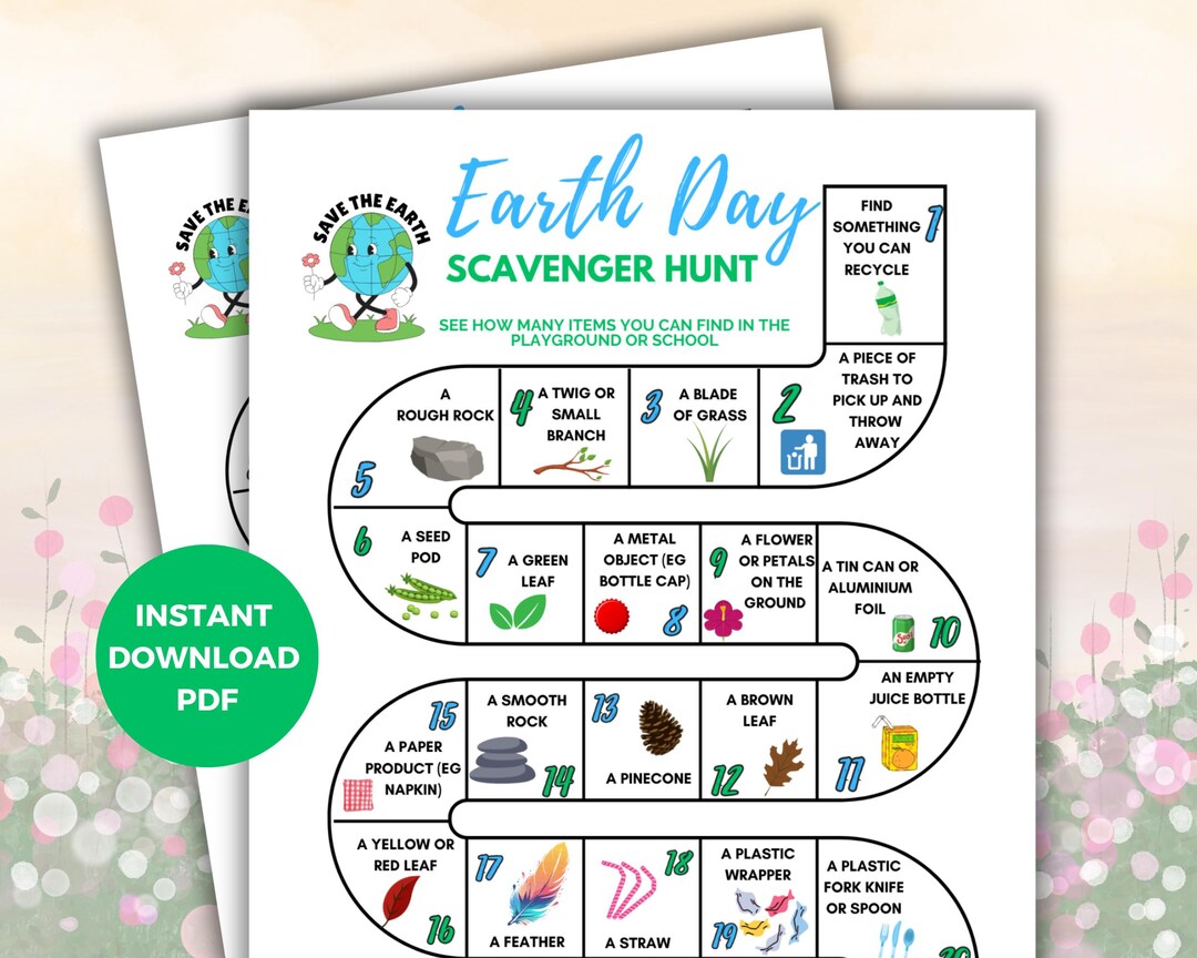 Earth Day Scavenger Hunt Printable | Playground Treasure Hunt | Kids ...