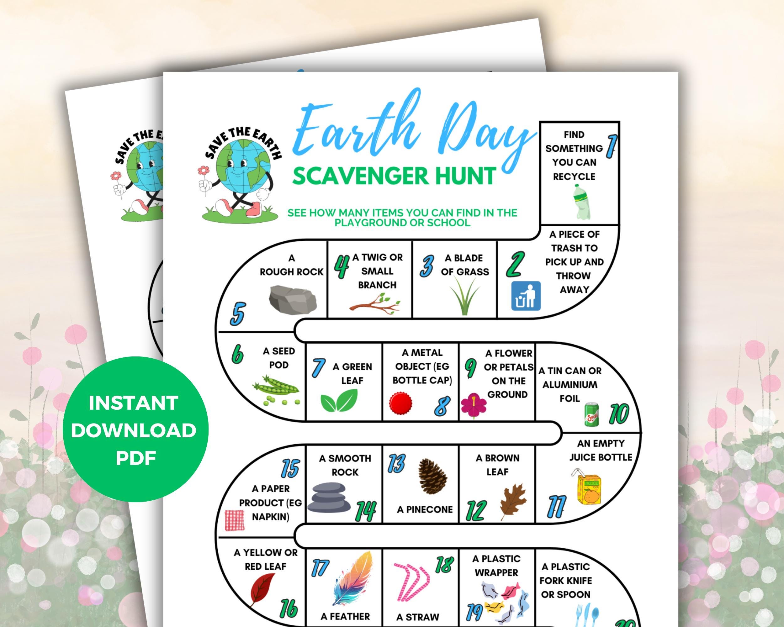 Earth Day Scavenger Hunt Printable | Playground Treasure Hunt | Kids ...