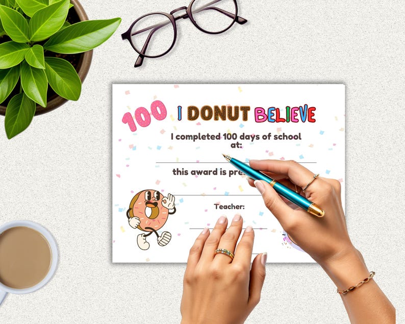 100 Days of School Certificate Template, 100th Day Printable ...