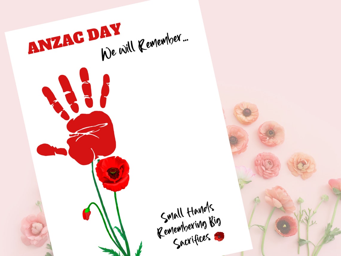 ANZAC Day Handprint Craft for Preschool and Daycare, Lest We Forget ...