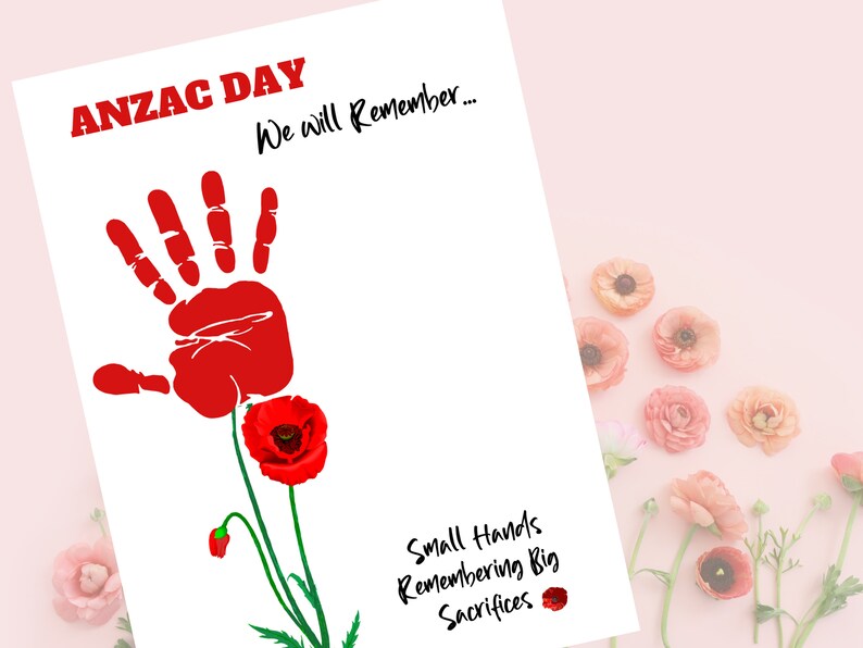 ANZAC Day Handprint Craft for Preschool and Daycare, Lest We Forget ...