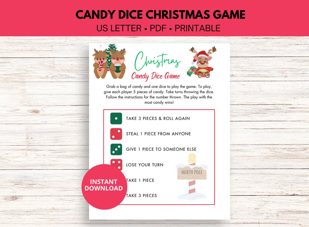 Christmas Candy Dice Game, Christmas Trivia Game, Game for Kids, Family ...