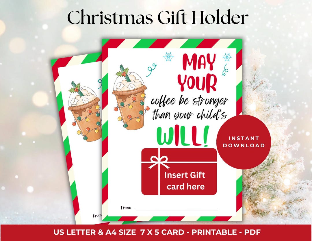 Printable Christmas Coffee Gift Card Holder for Teacher Appreciation ...