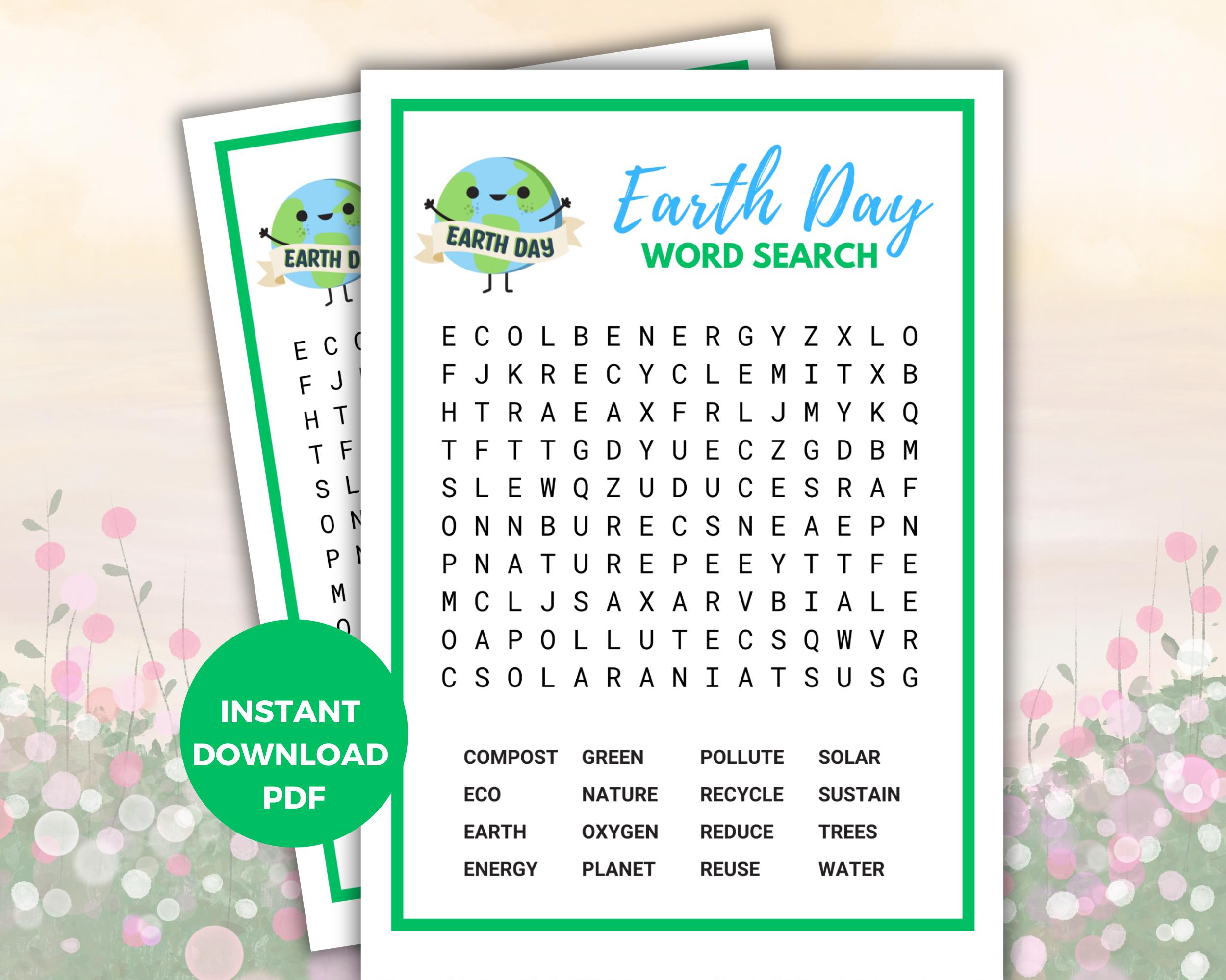 Earth Day Word Search Printable Game | Earth Day Activity for Kids ...