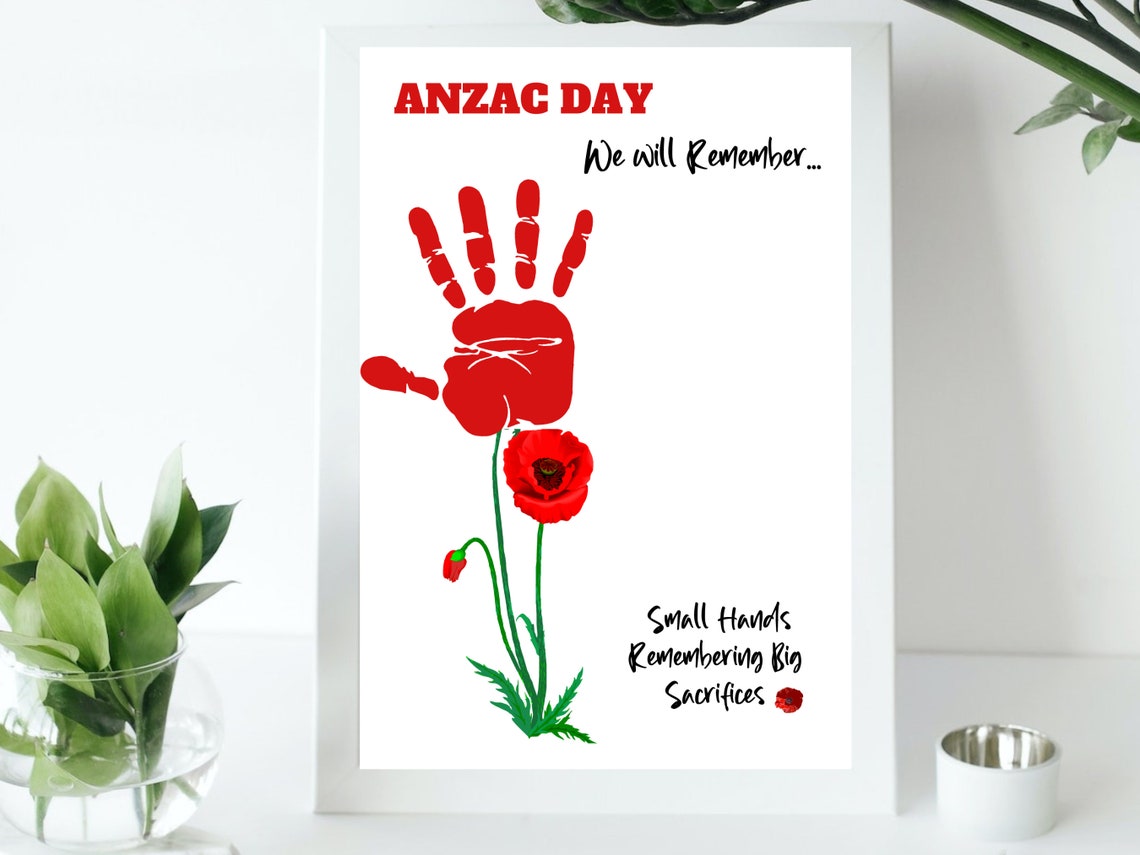 ANZAC Day Handprint Craft for Preschool and Daycare, Lest We Forget ...