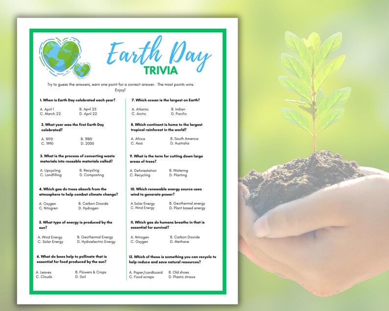 Earth Day Trivia Printable Game | Earth Day Kids | Printable Kids ...