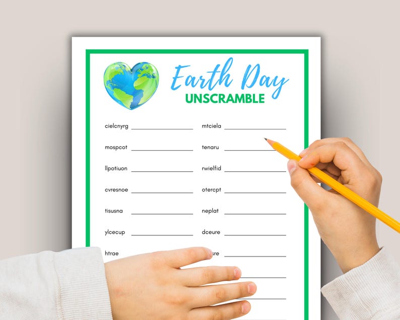 Earth Day Word Scramble Printable Game | Earth Day Kids | Printable ...