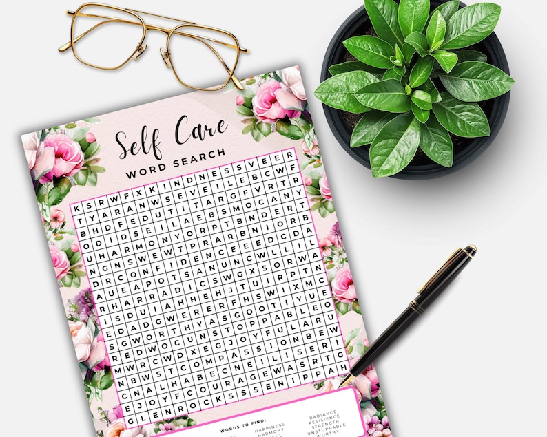 Self Care Word Search Printable for Adults & Teens, Mindfulness Self ...