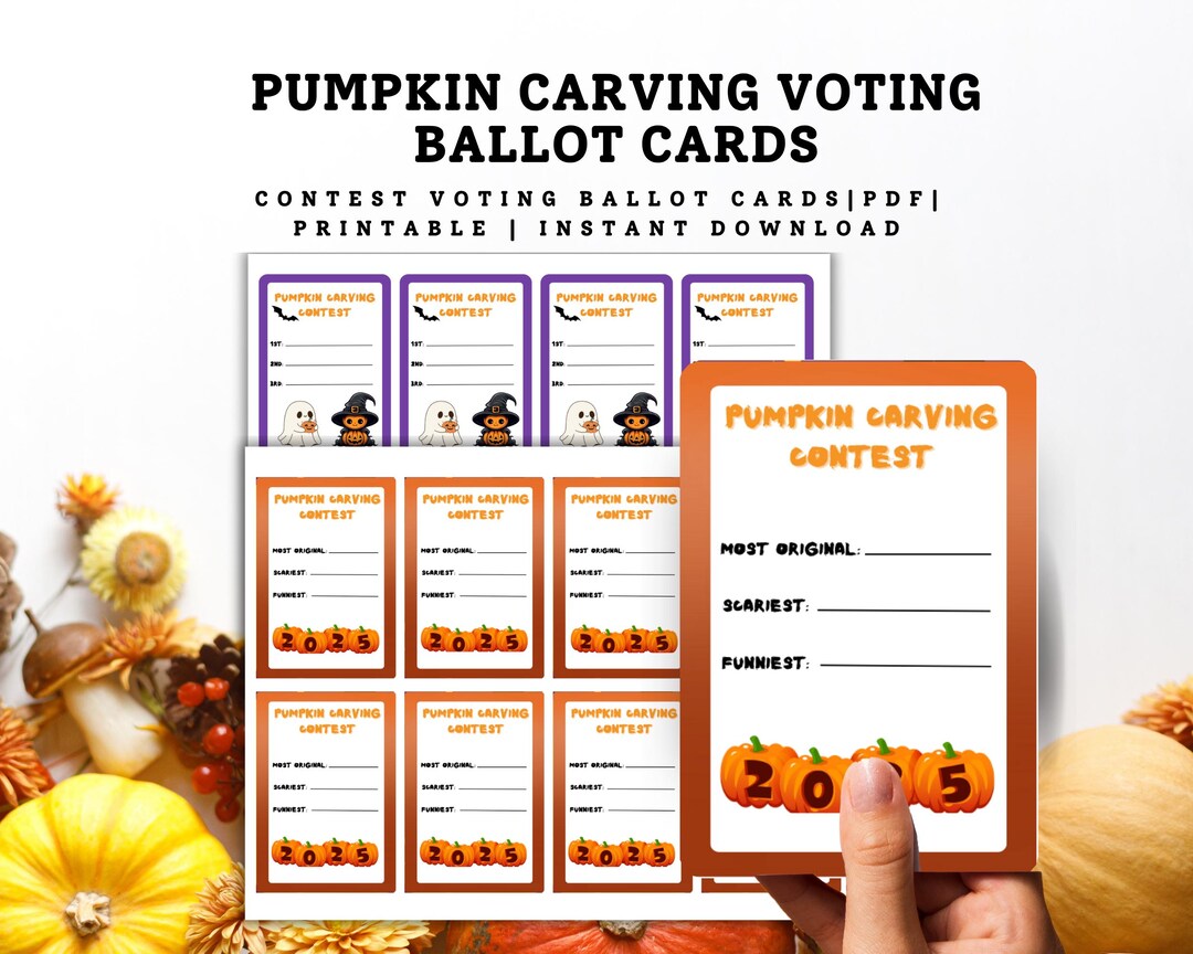Halloween Pumpkin Carving Voting Cards, Halloween Printable for Kids ...