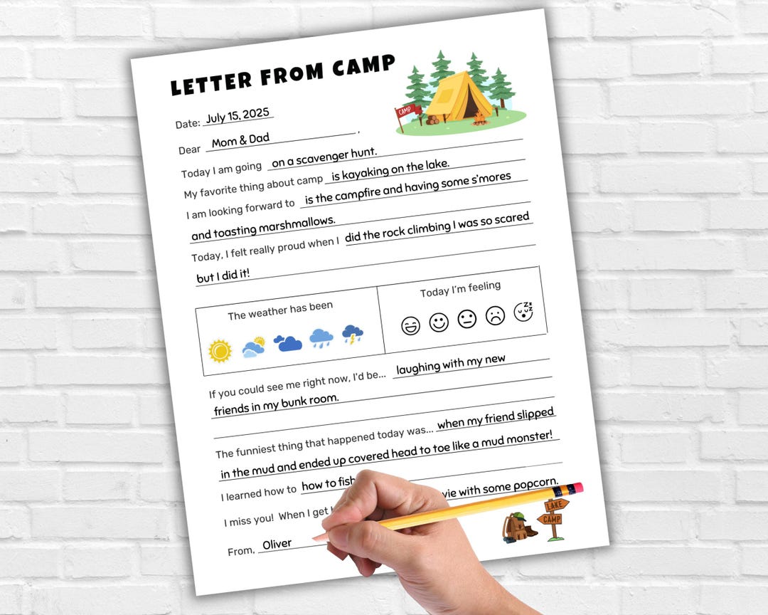 Letter From Camp Printable | Summer Camp Letter | Letter Template ...