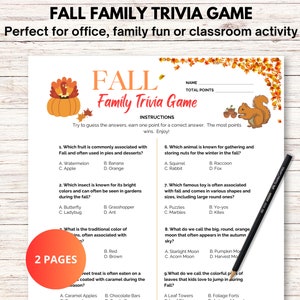 Fall Trivia Games, Printable Autumn Games, Family Fall Activities for ...