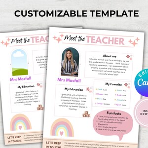 Meet the Teacher Template, All About Me Brochure, Boho Classroom Decor ...