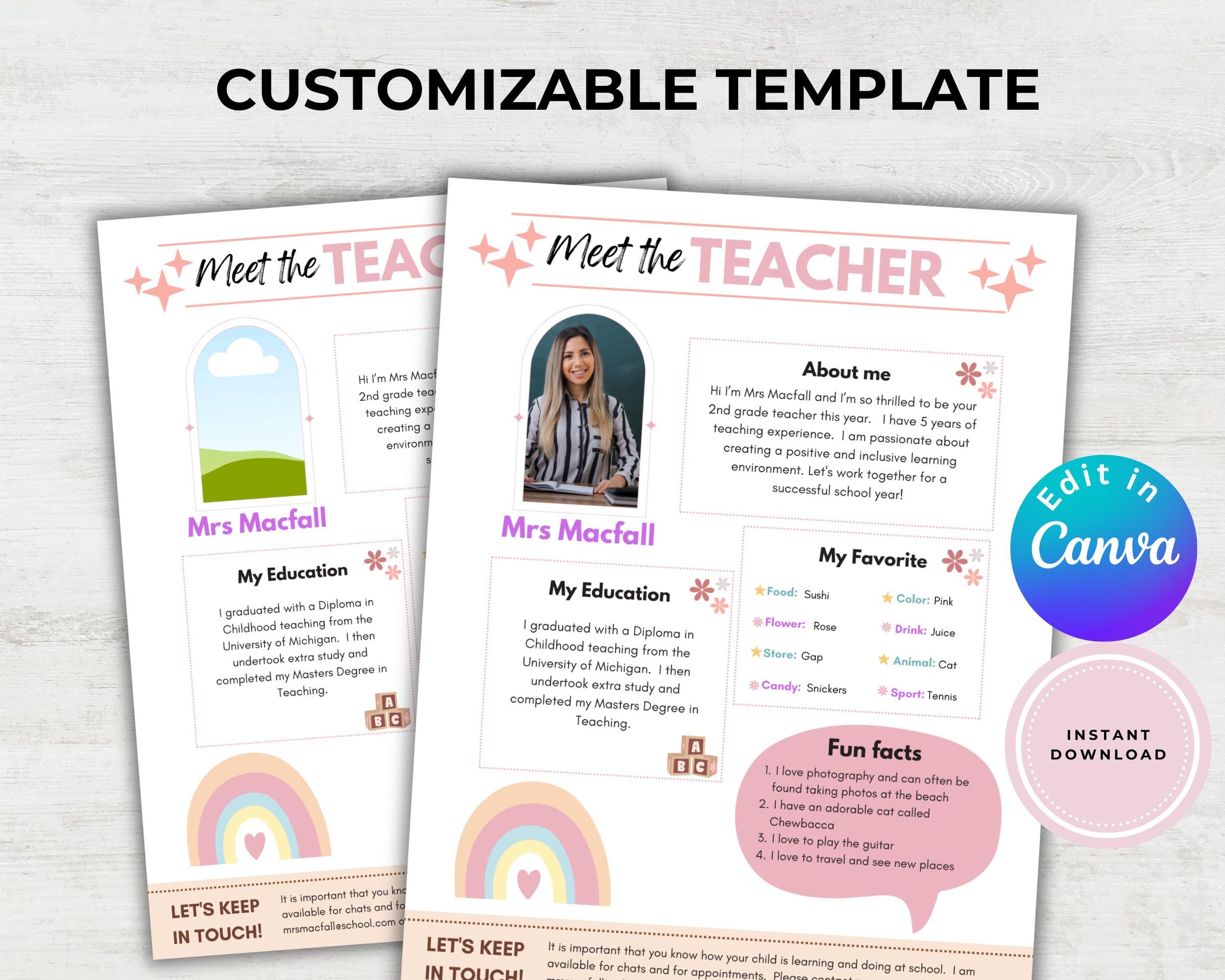 Meet the Teacher Template, All About Me Brochure, Boho Classroom Decor ...