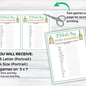 St Patricks Word Scramble Printable Game, St Patricks Games for Kids ...