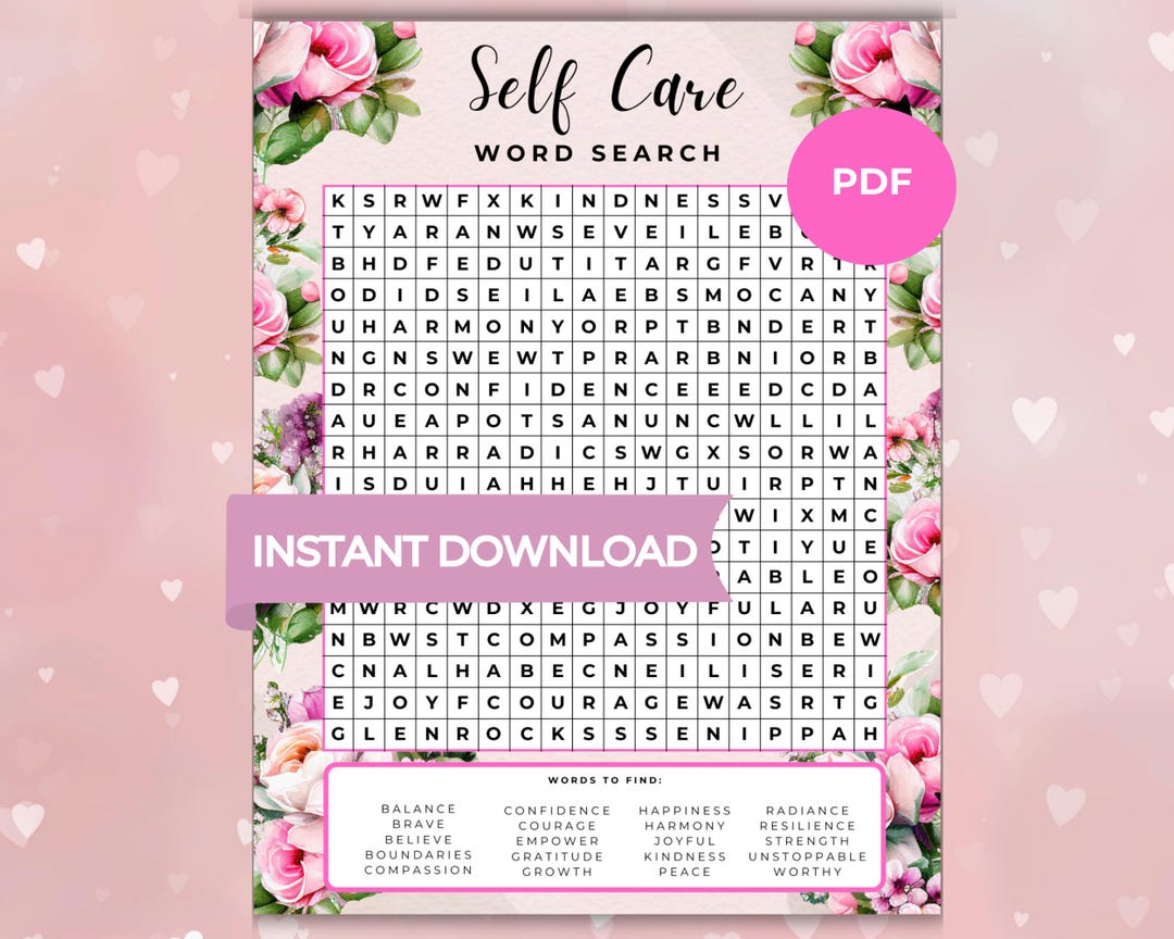Self Care Word Search Printable for Adults & Teens, Mindfulness Self ...