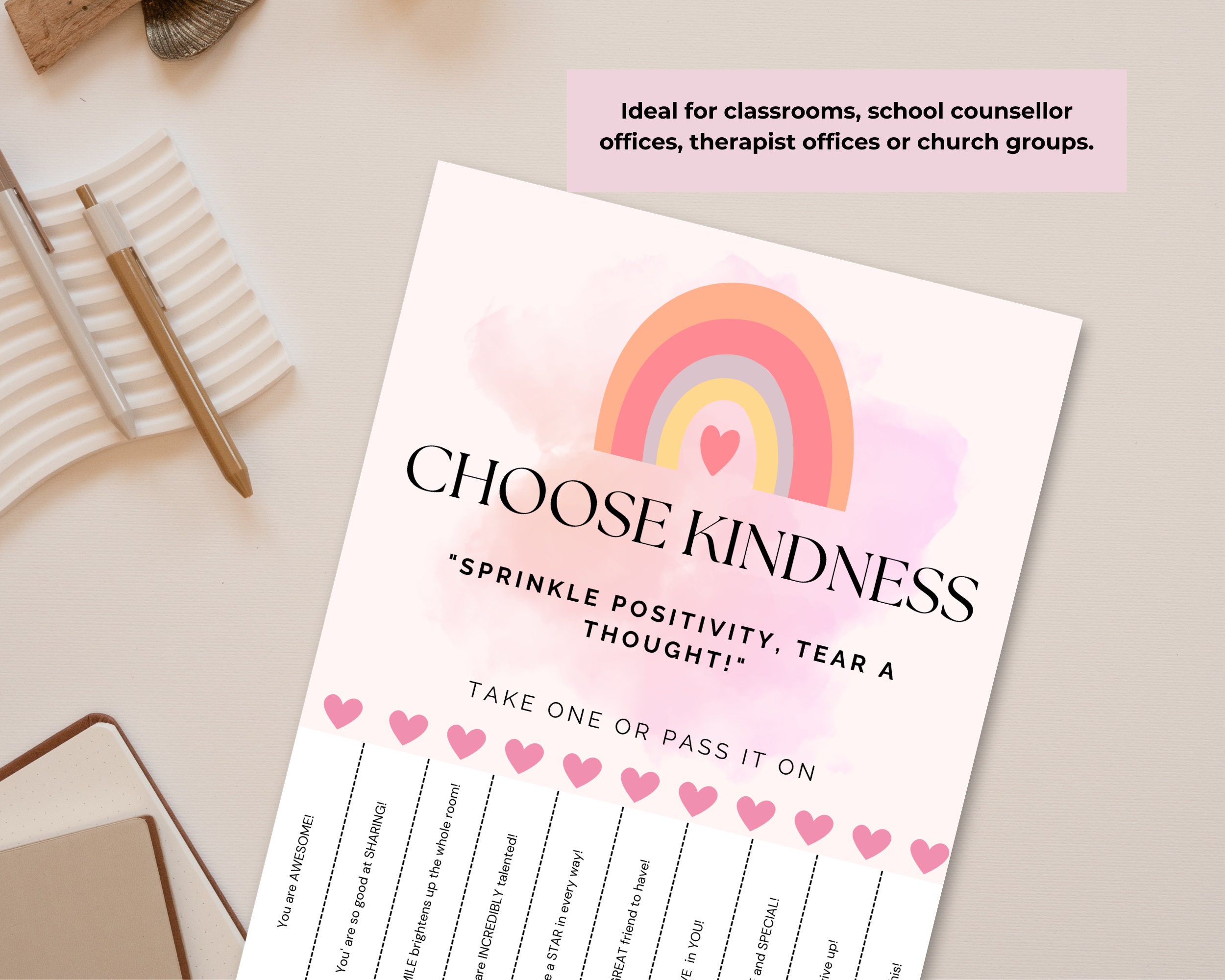 Spread Kindness Tear off Flyer, Affirmation and Compliment Flyer ...