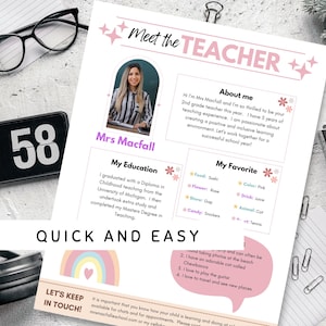 Meet the Teacher Template, All About Me Brochure, Boho Classroom Decor ...