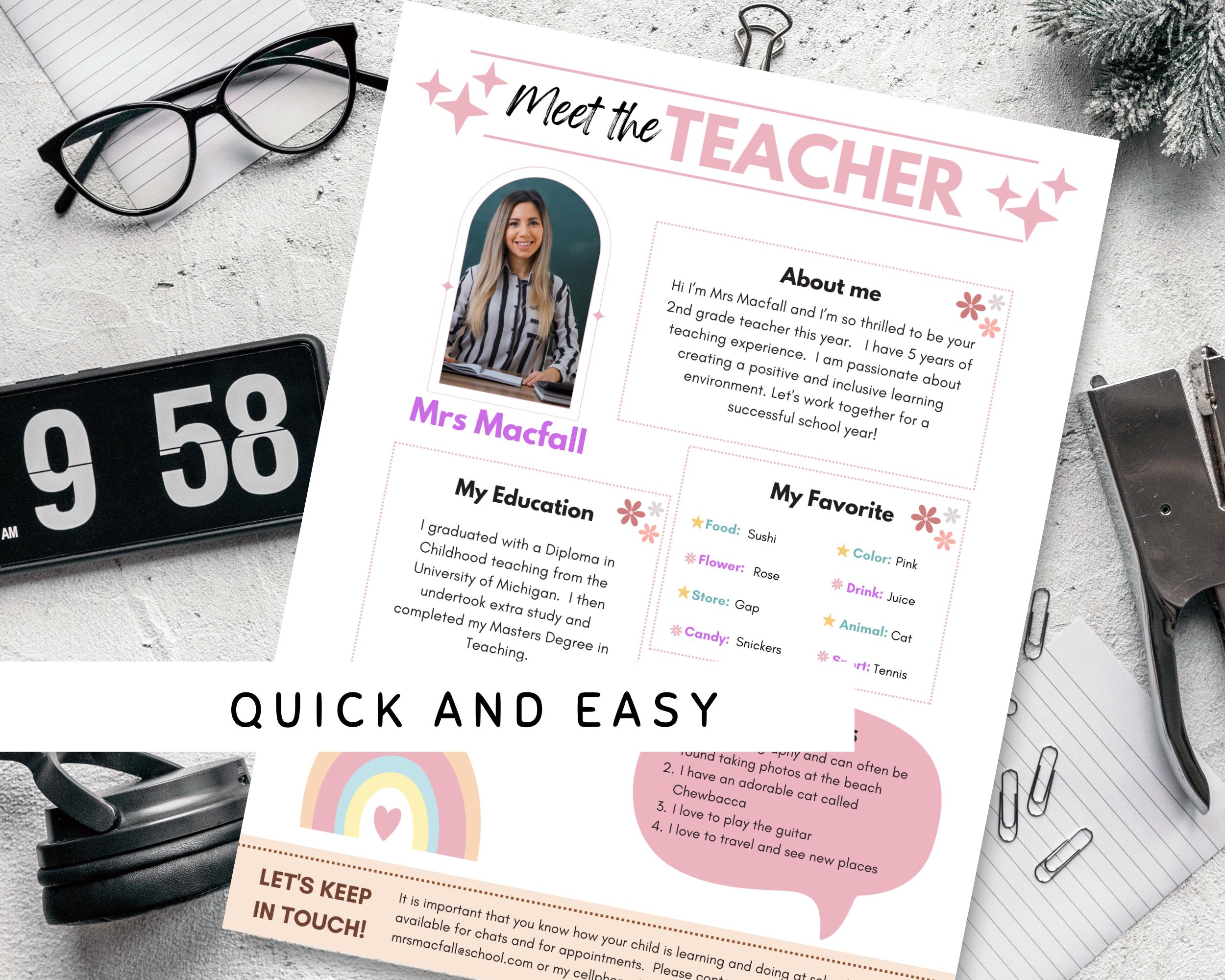 Meet the Teacher Template, All About Me Brochure, Boho Classroom Decor ...