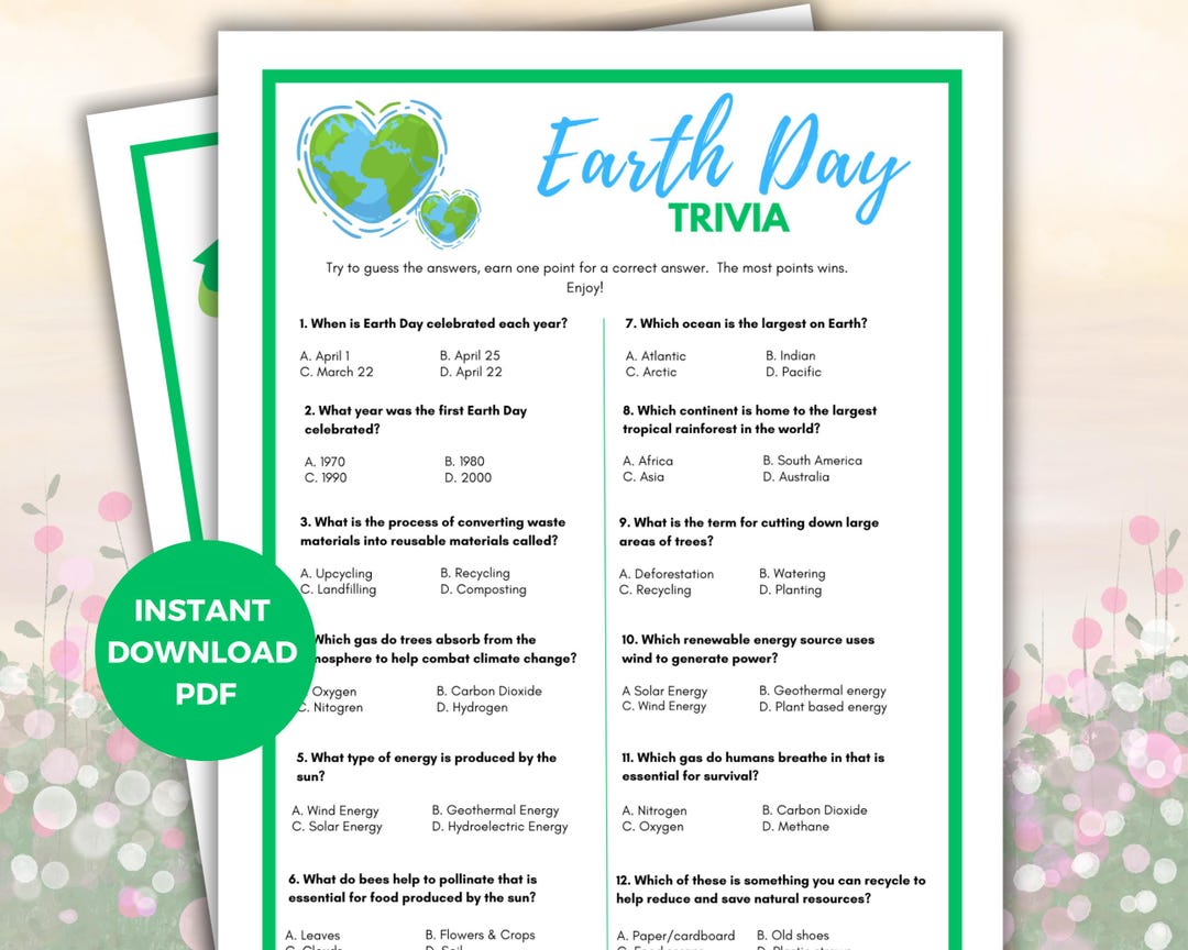 Earth Day Trivia Printable Game | Earth Day Kids | Printable Kids ...