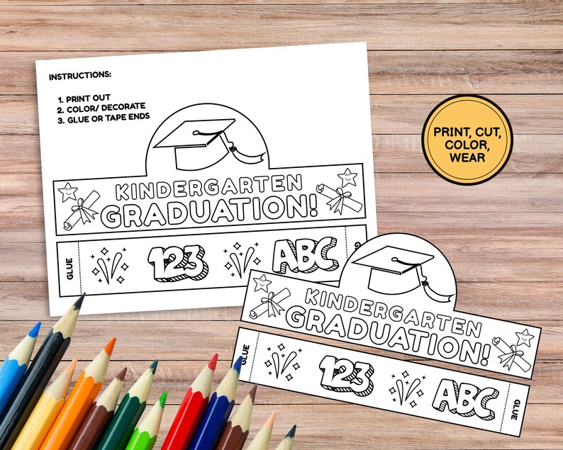 Kindergarten Graduation Paper Crown Printable | DIY Last Day of School ...