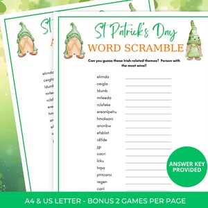 St Patricks Word Scramble Printable Game, St Patricks Games for Kids ...