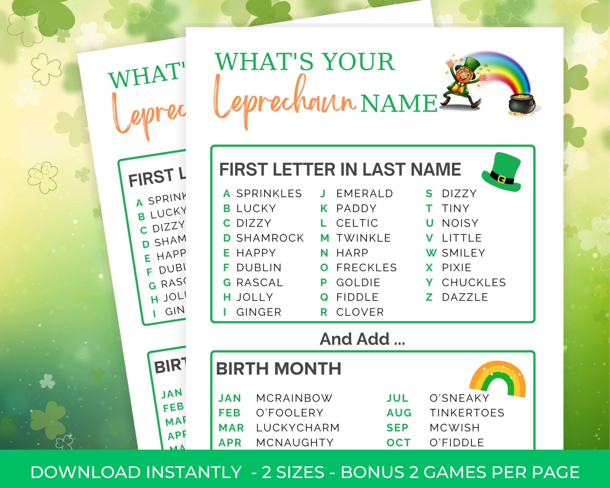 What is Your Leprechaun Name Printable Game, St Paddy's Kids and Adults ...