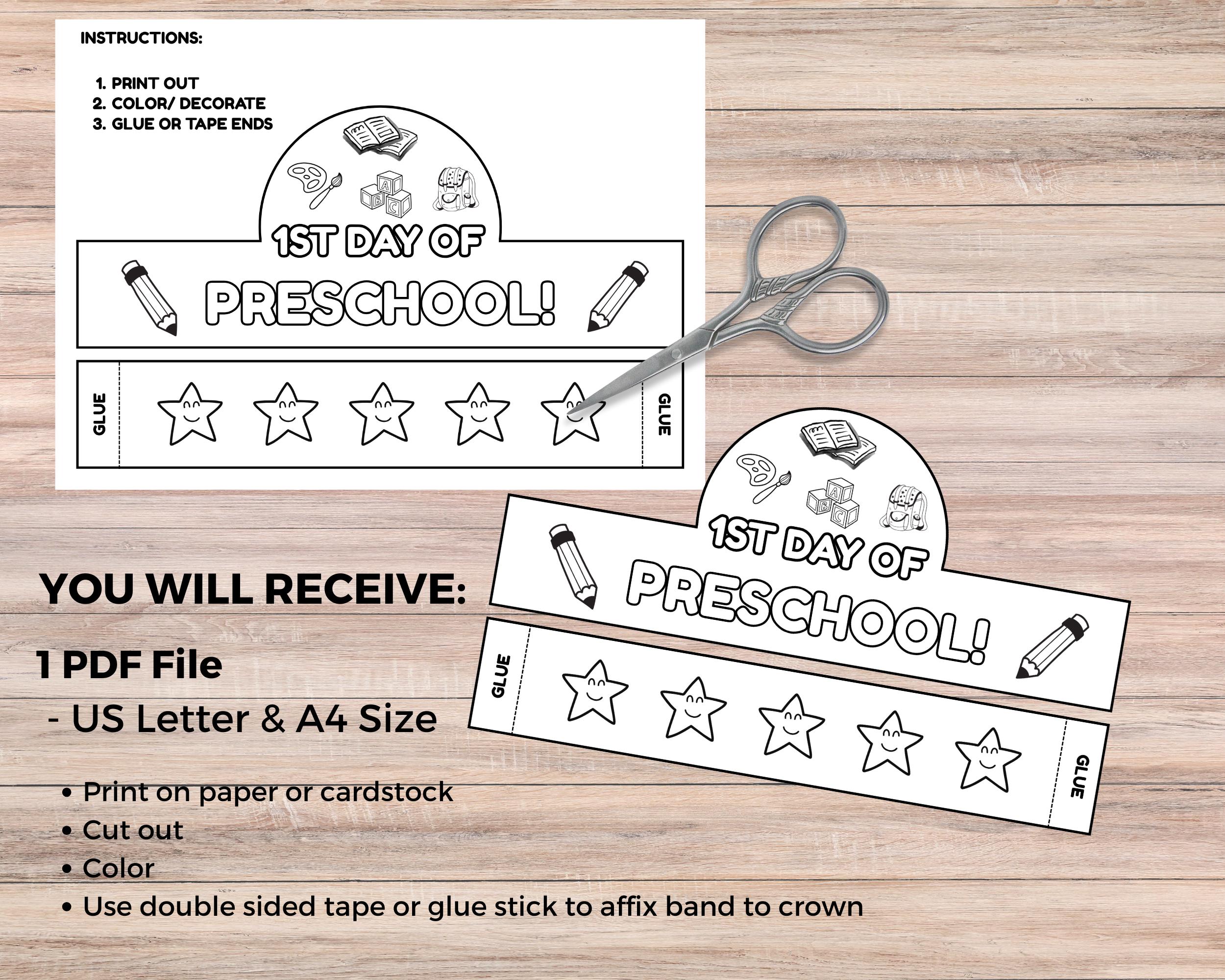 First Day of Preschool Paper Crown Printable | DIY Back to School Crown ...