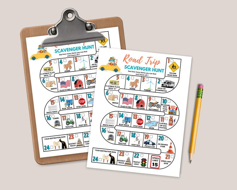 Road Trip Scavenger Hunt Printable, Road Trip Games, Summer Travel ...