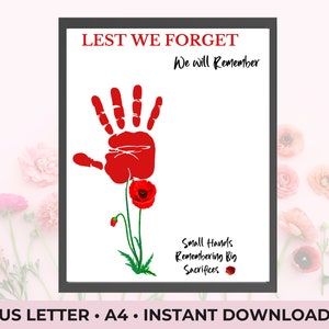 Lest We Forget Handprint Craft for Preschool and Daycare, Veterans Day ...