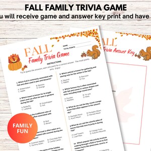 Fall Trivia Games, Printable Autumn Games, Family Fall Activities for ...
