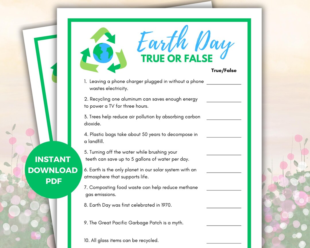 Earth Day True or False Printable Game | Fact or Fiction Activity ...